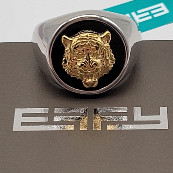 Effy | Accessories | Effy Mens Tiger Statement Ring With Genuine Black ...
